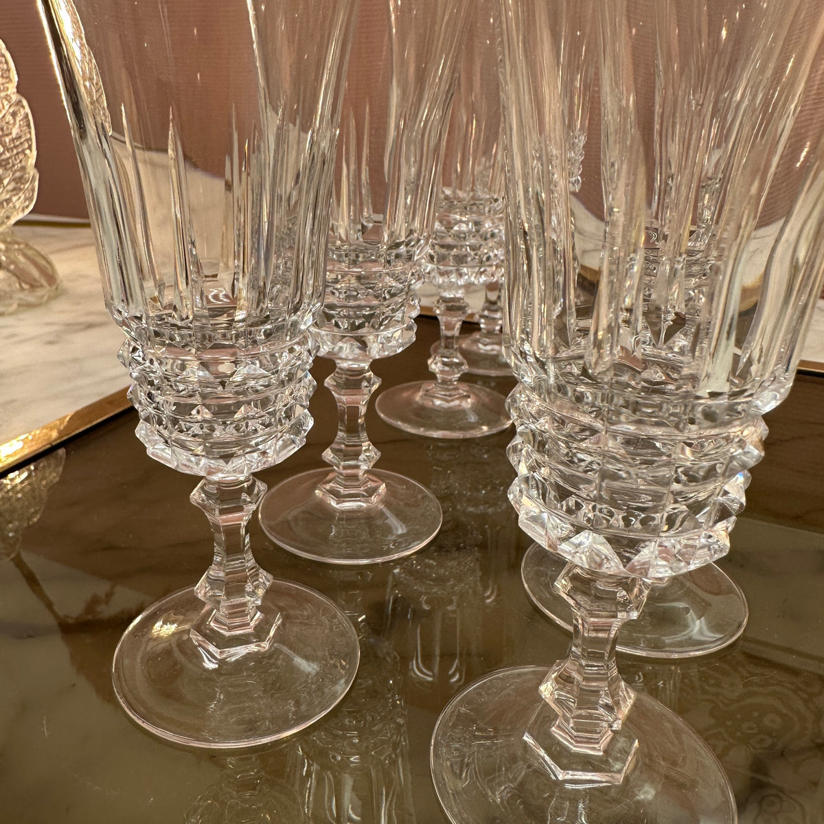 Crystal glass champaign flutes – Vintage Pareltjes